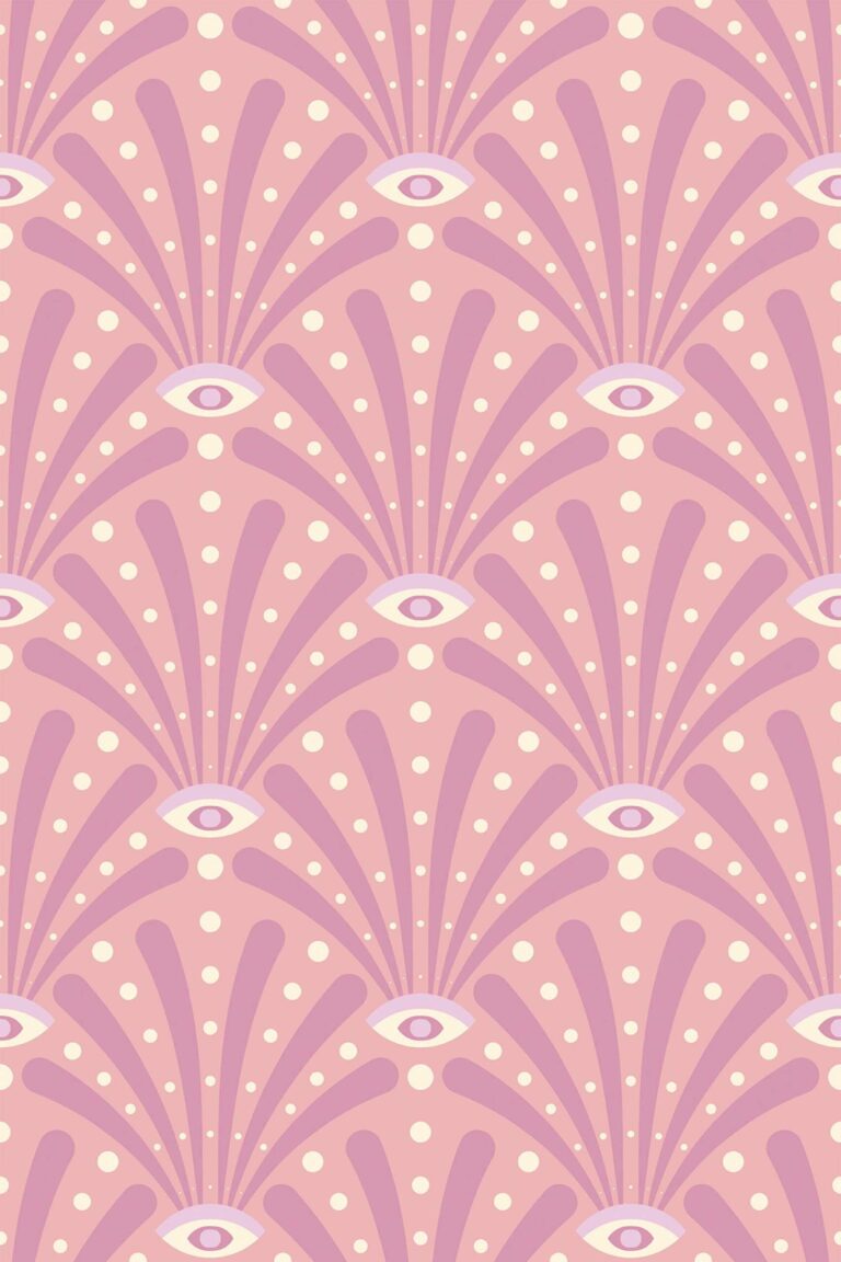Pink Art Deco Peel and Stick Wallpaper or Non-Pasted