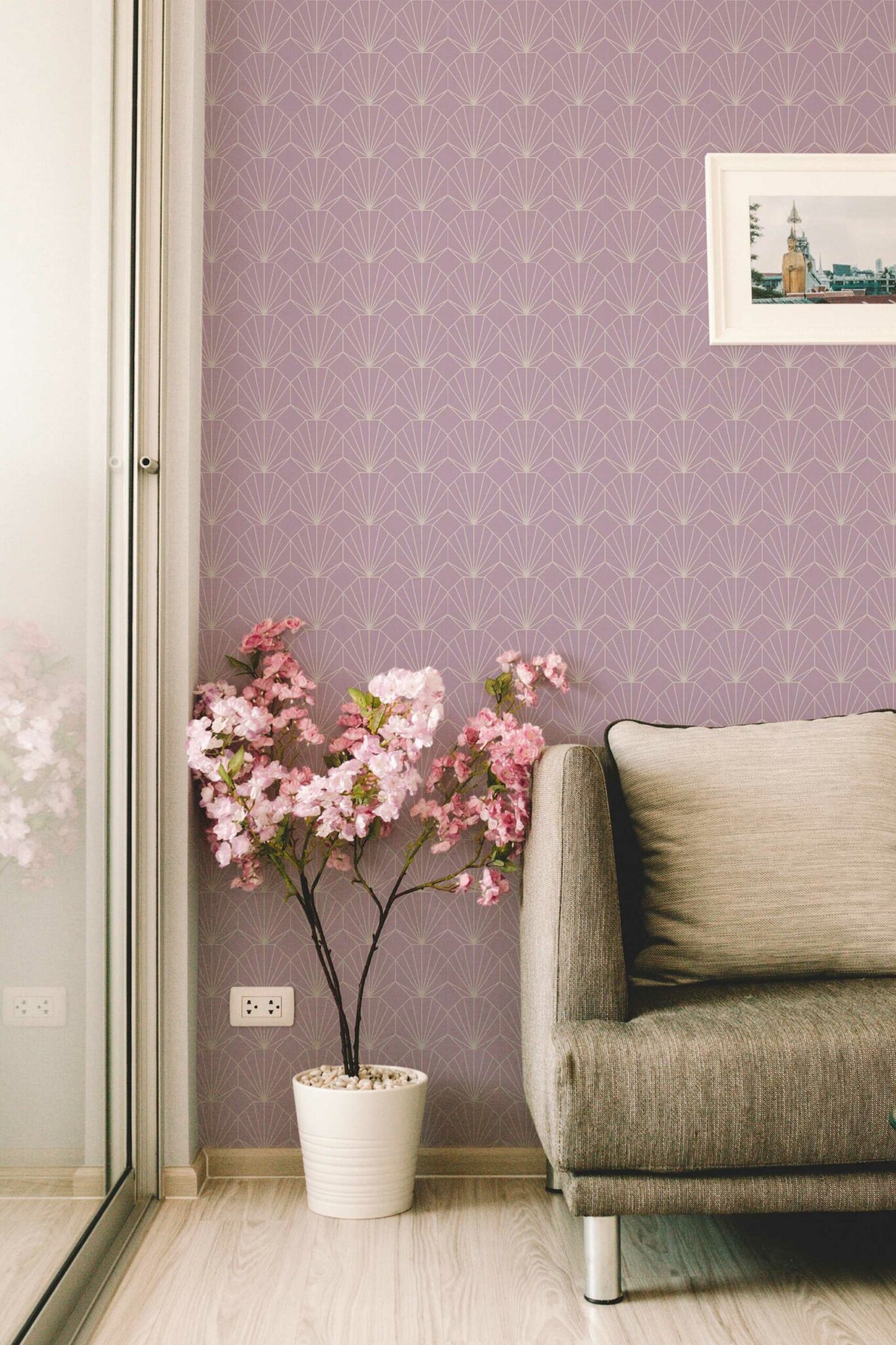 Pink Art Deco Pattern Peel and Stick Wallpaper or Non-Pasted