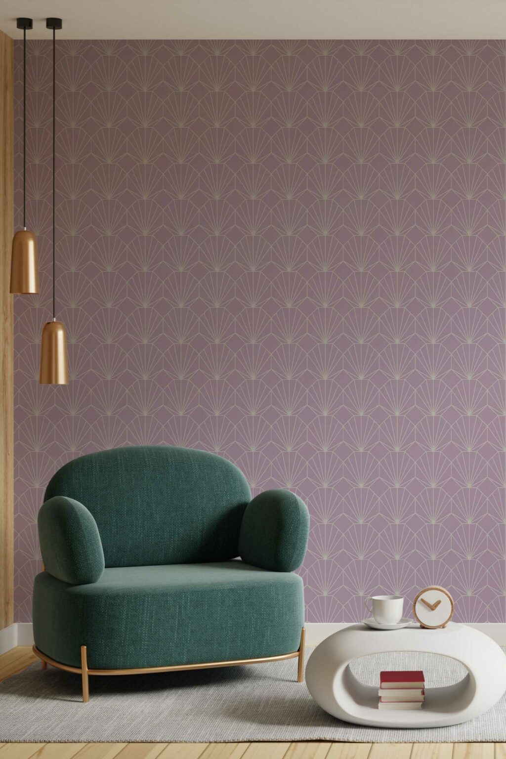 Pink Art Deco Pattern Peel and Stick Wallpaper or Non-Pasted
