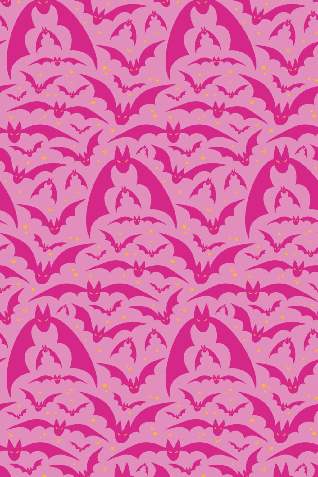 Bright Pink Halloween Bats Peel and Stick Wallpaper or Non-Pasted
