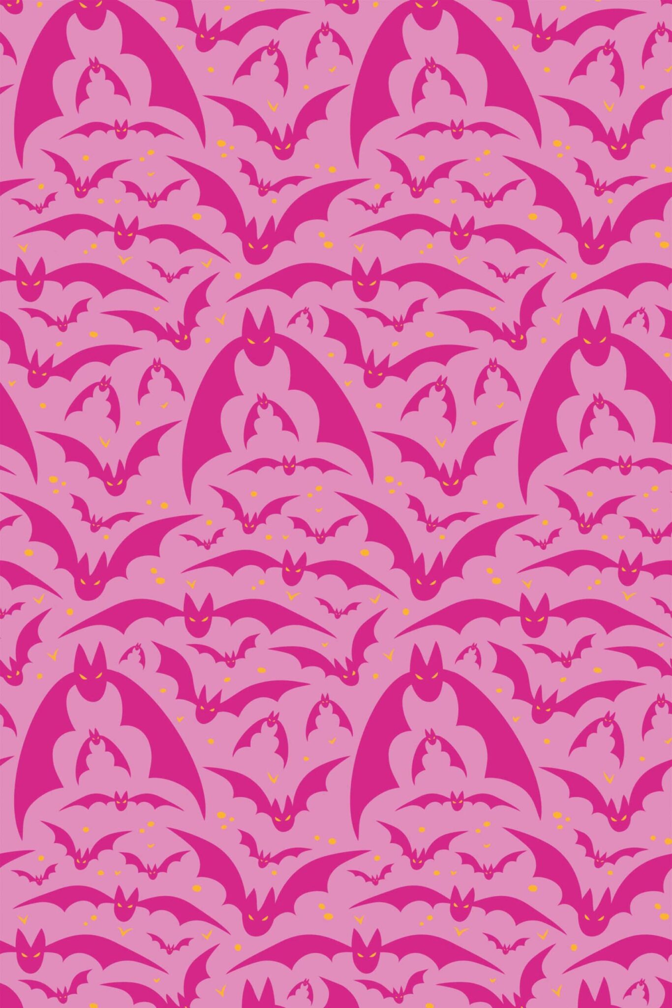 Bright Pink Halloween Bats Peel and Stick Wallpaper or Non-Pasted