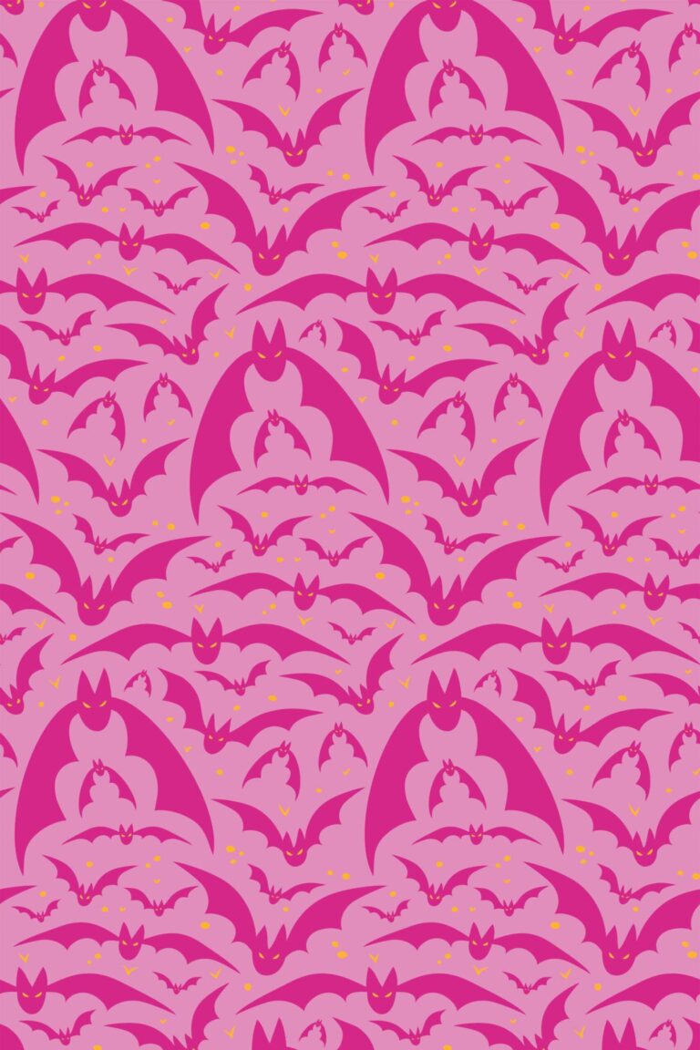 Bright Pink Halloween Bats Peel and Stick Wallpaper or Non-Pasted