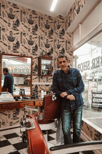 Brown Barber Elegance Peel and Stick Wallpaper or Non-Pasted