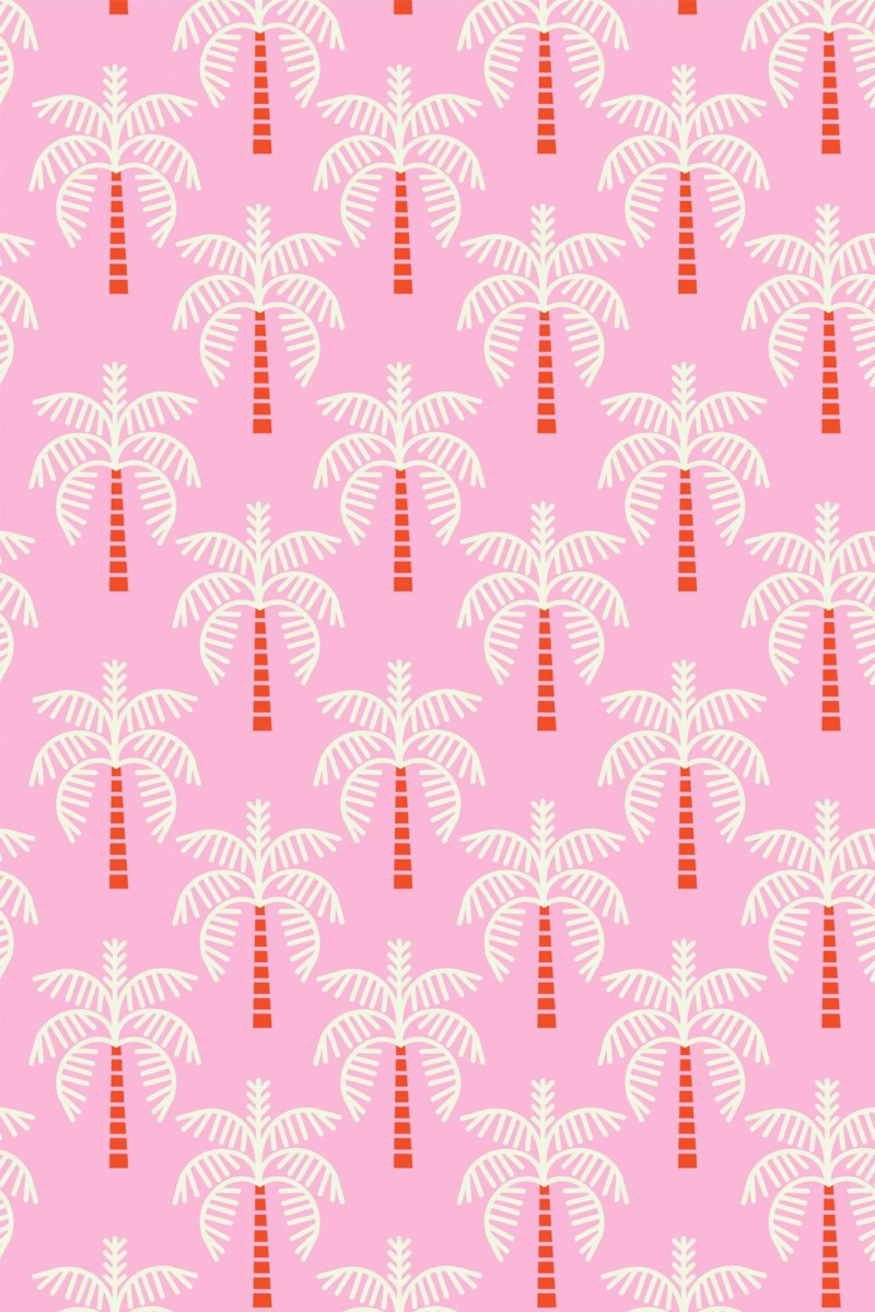 Pink palm tree Peel and Stick Wallpaper or Non-Pasted