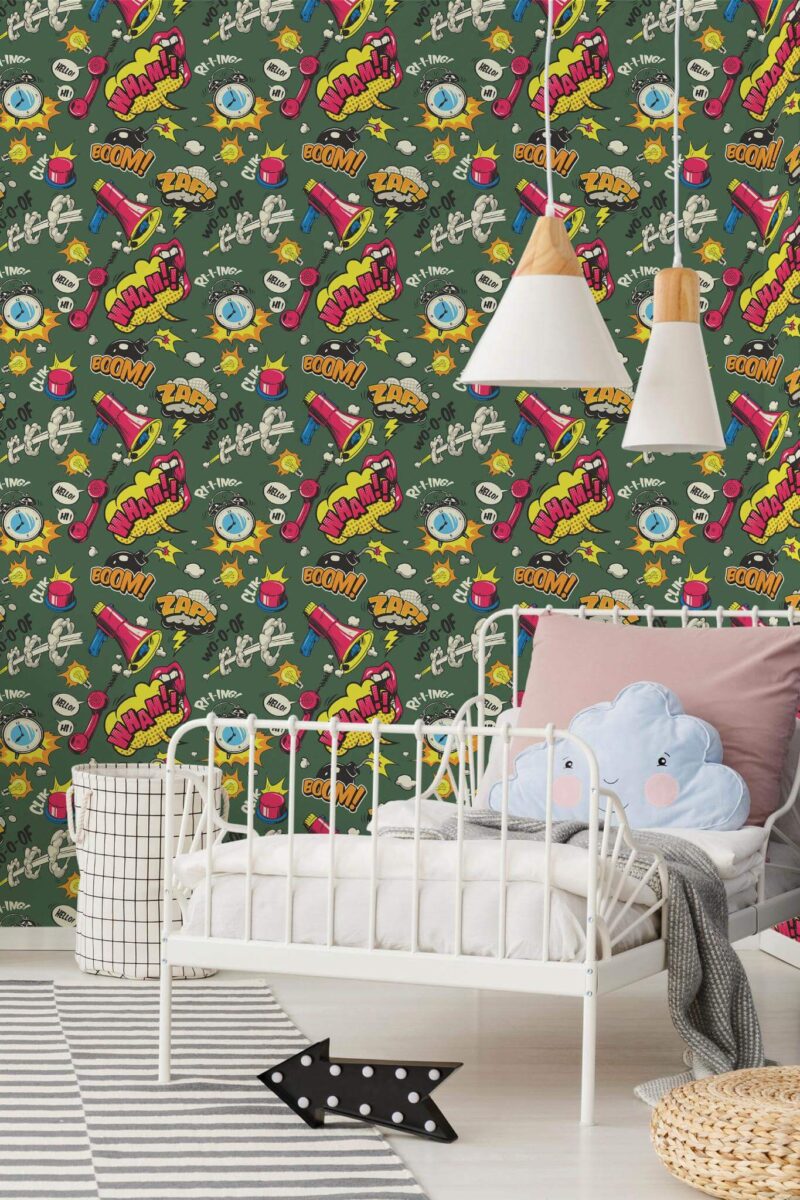 Pop art sticker Peel and Stick Wallpaper or Non-Pasted