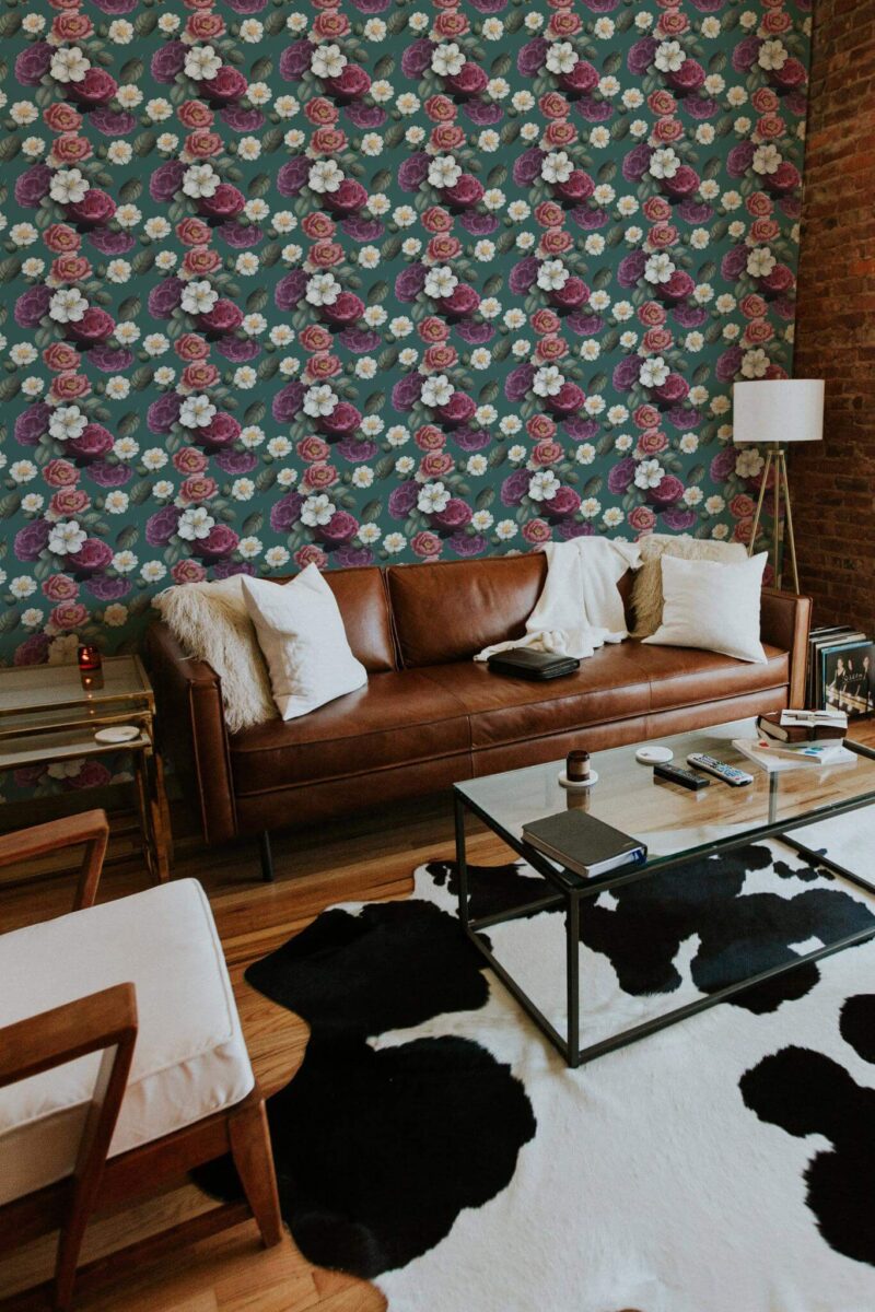 Blooming roses Peel and Stick Wallpaper or Non-Pasted