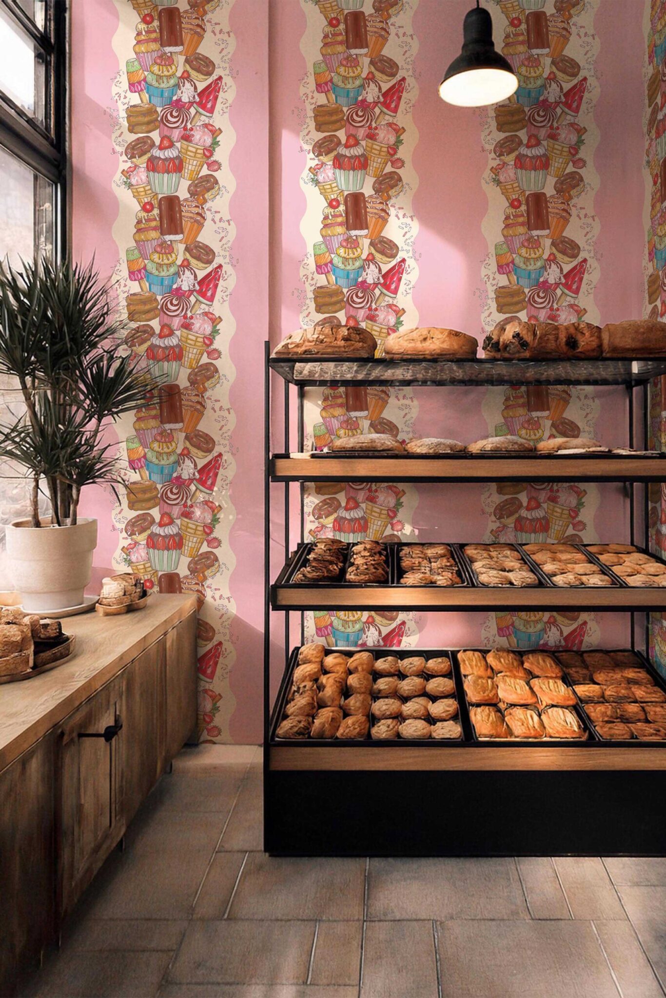 Playful Pink Sweets Vibes Peel and Stick Wallpaper or Non-Pasted