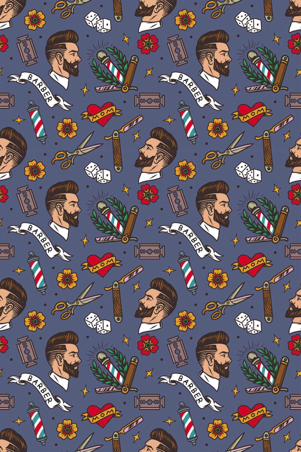 Barber Tools Peel and Stick Wallpaper or Non-Pasted
