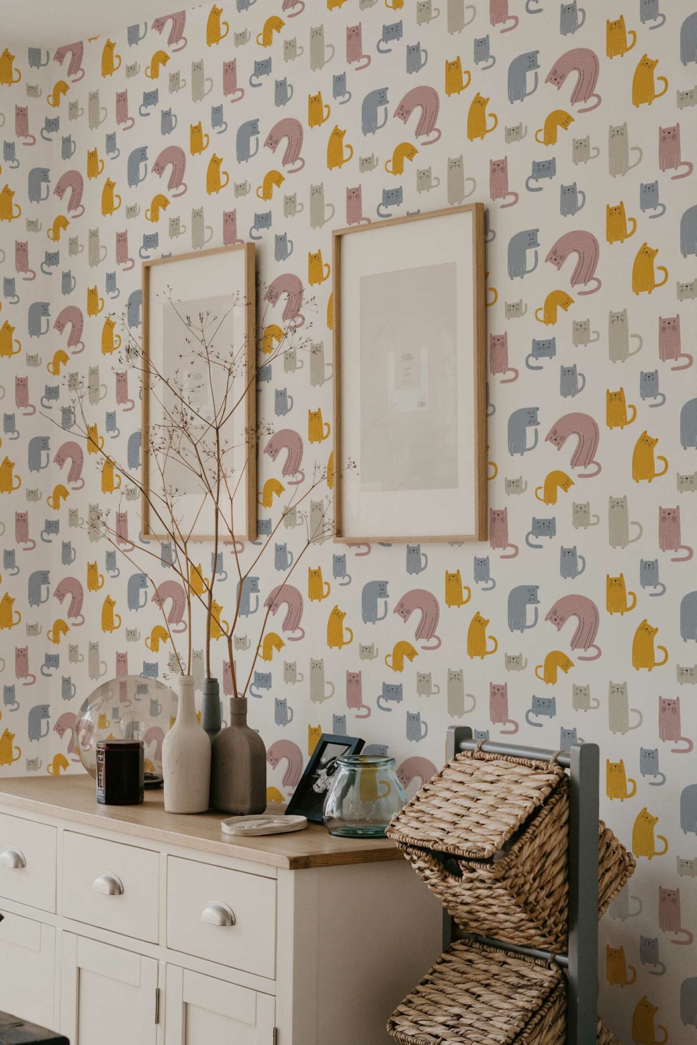 Colorful Quirky Whiskers Peel and Stick Wallpaper or Non-Pasted