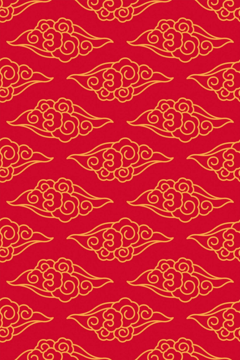 Red China pattern Peel and Stick Wallpaper or Non-Pasted