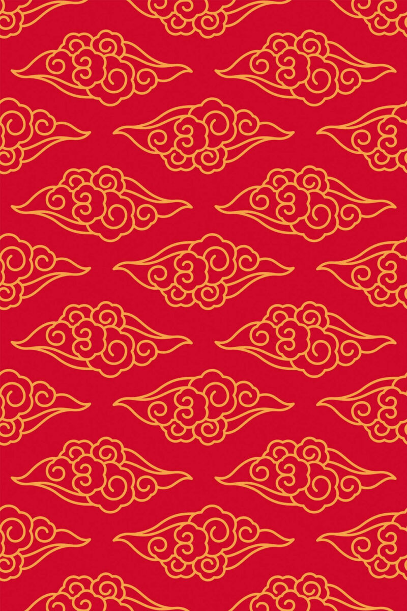 Red China pattern Peel and Stick Wallpaper or Non-Pasted