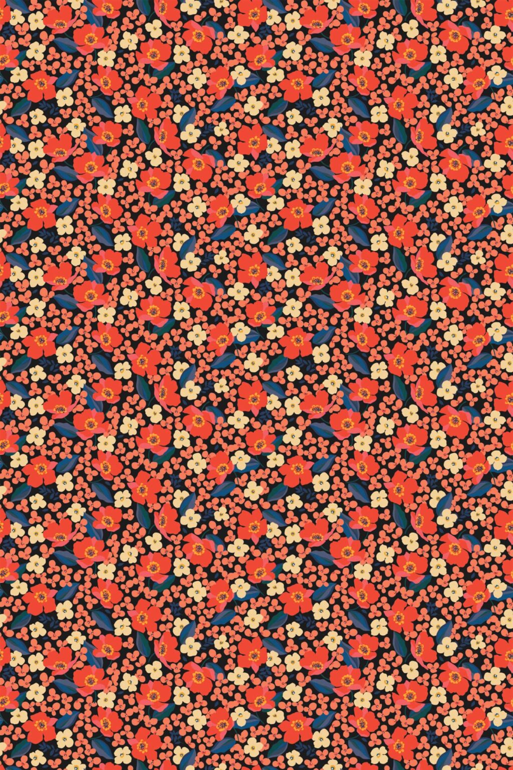 Deep Red Meadow Aesthetic Peel and Stick Wallpaper or Non-Pasted