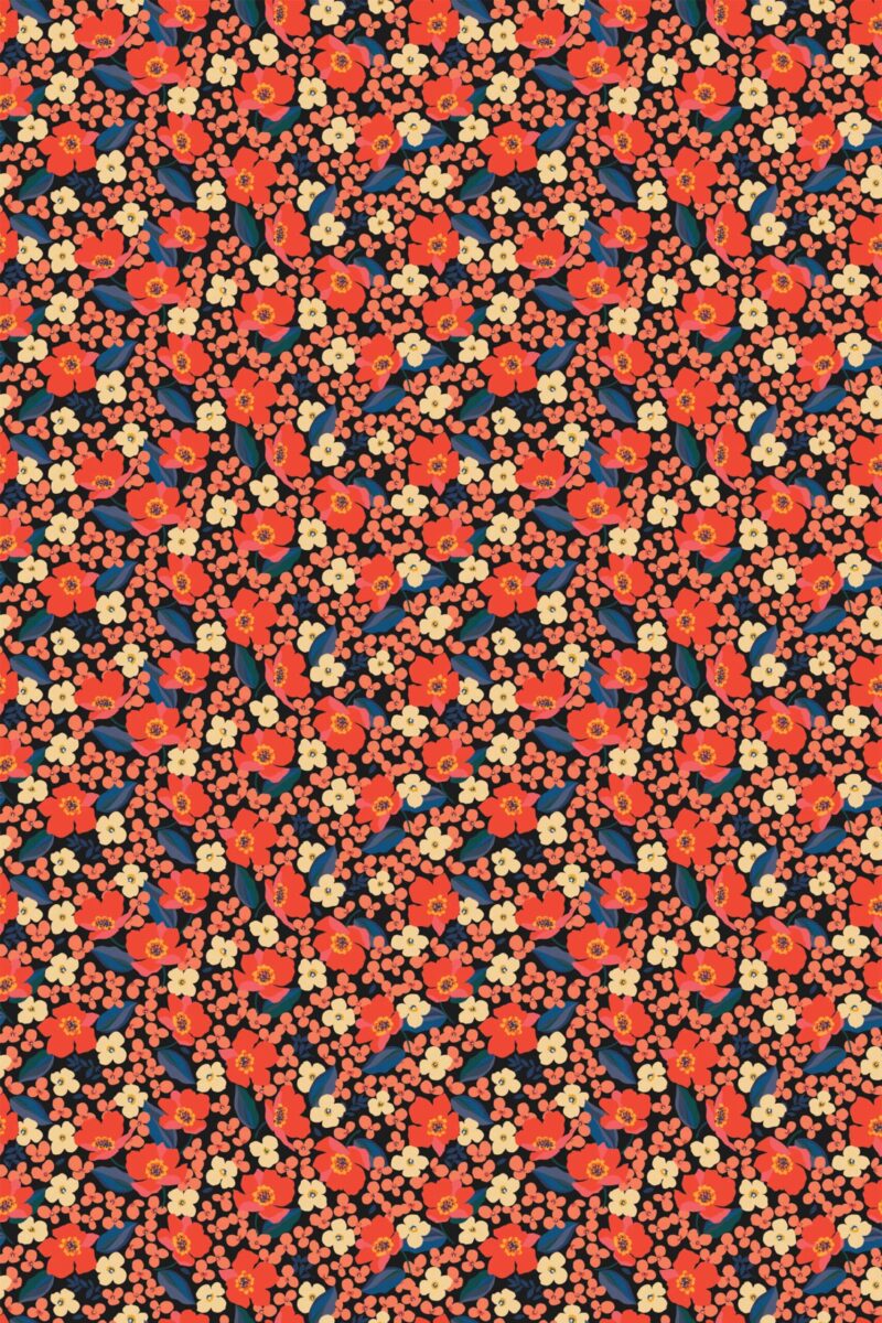 Deep Red Meadow Aesthetic Peel and Stick Wallpaper or Non-Pasted