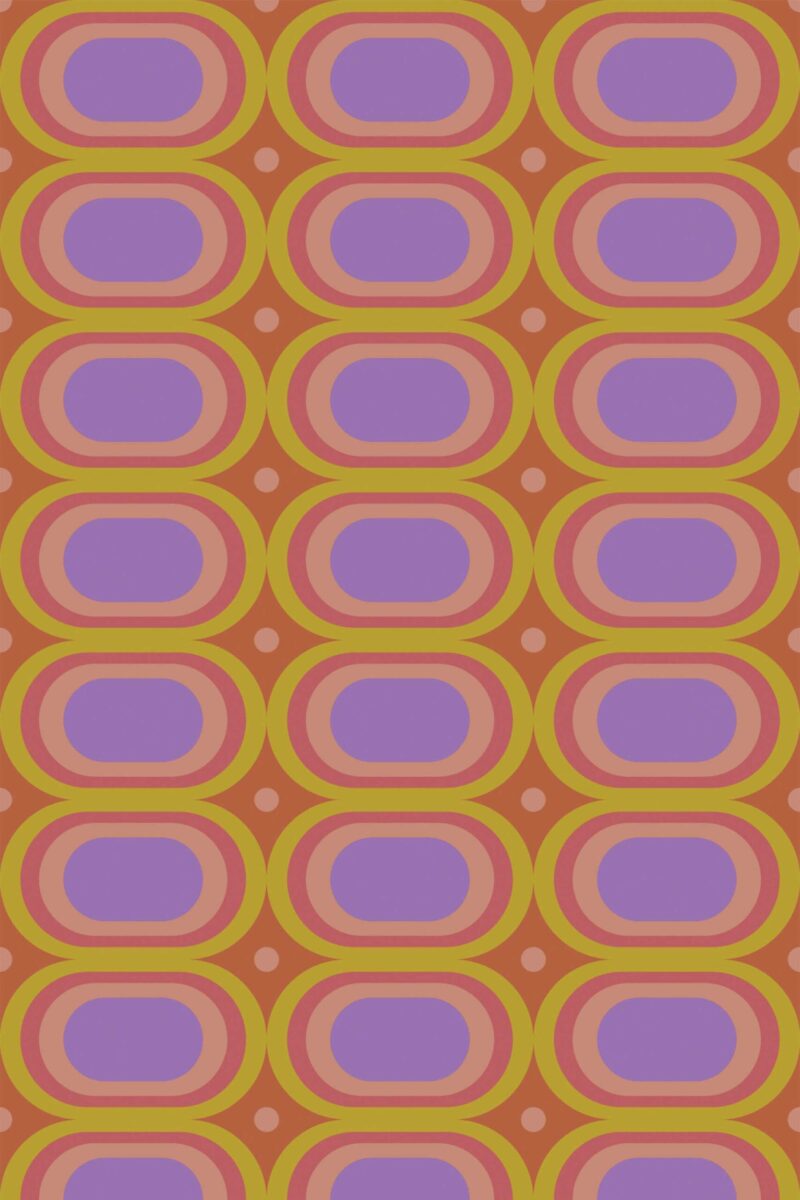 Purple Retro Funky Peel and Stick Wallpaper or Non-Pasted