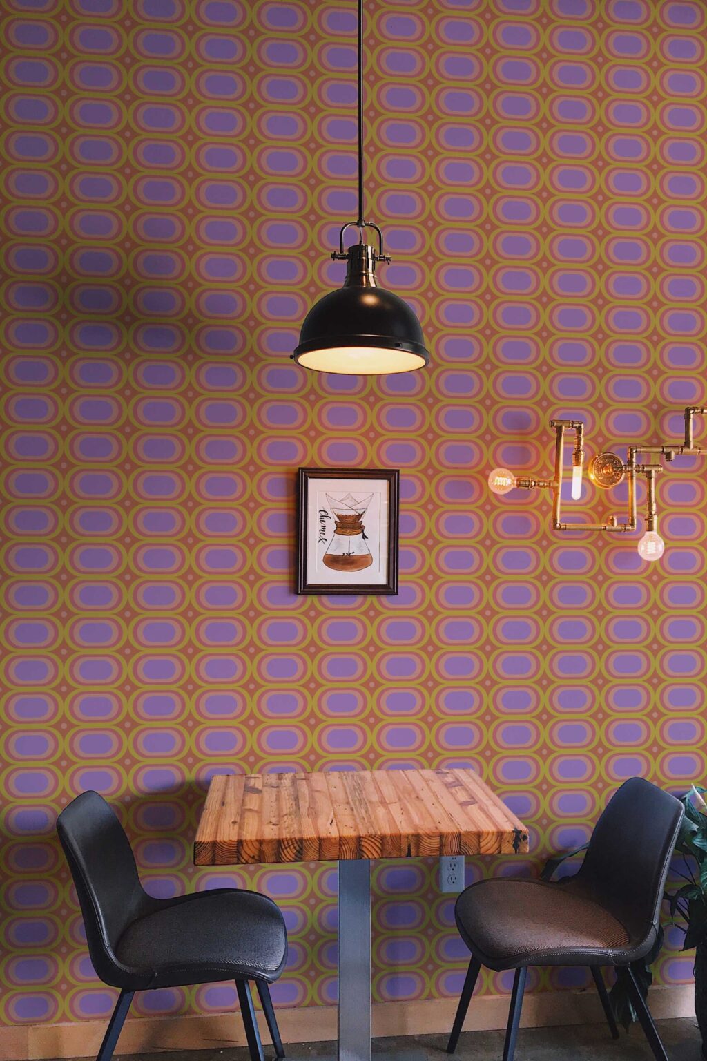 Purple Retro Funky Peel and Stick Wallpaper or Non-Pasted