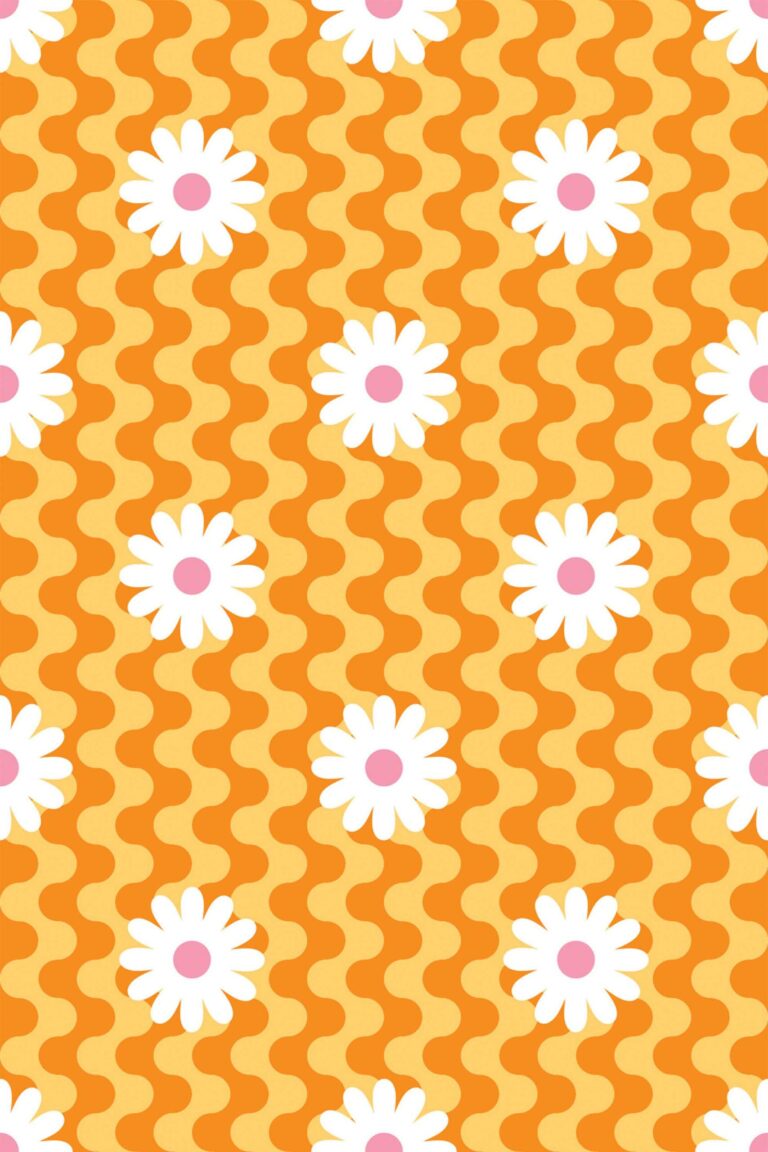 Vibrant Daisy Retro Peel and Stick Wallpaper or Non-Pasted