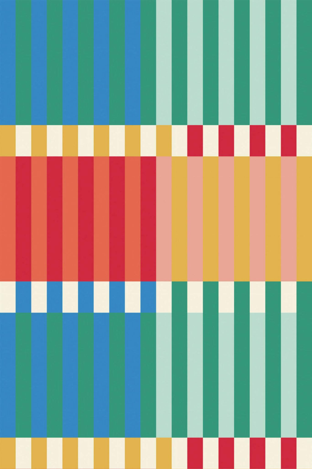 Retro stripes Peel and Stick Wallpaper or Non-Pasted