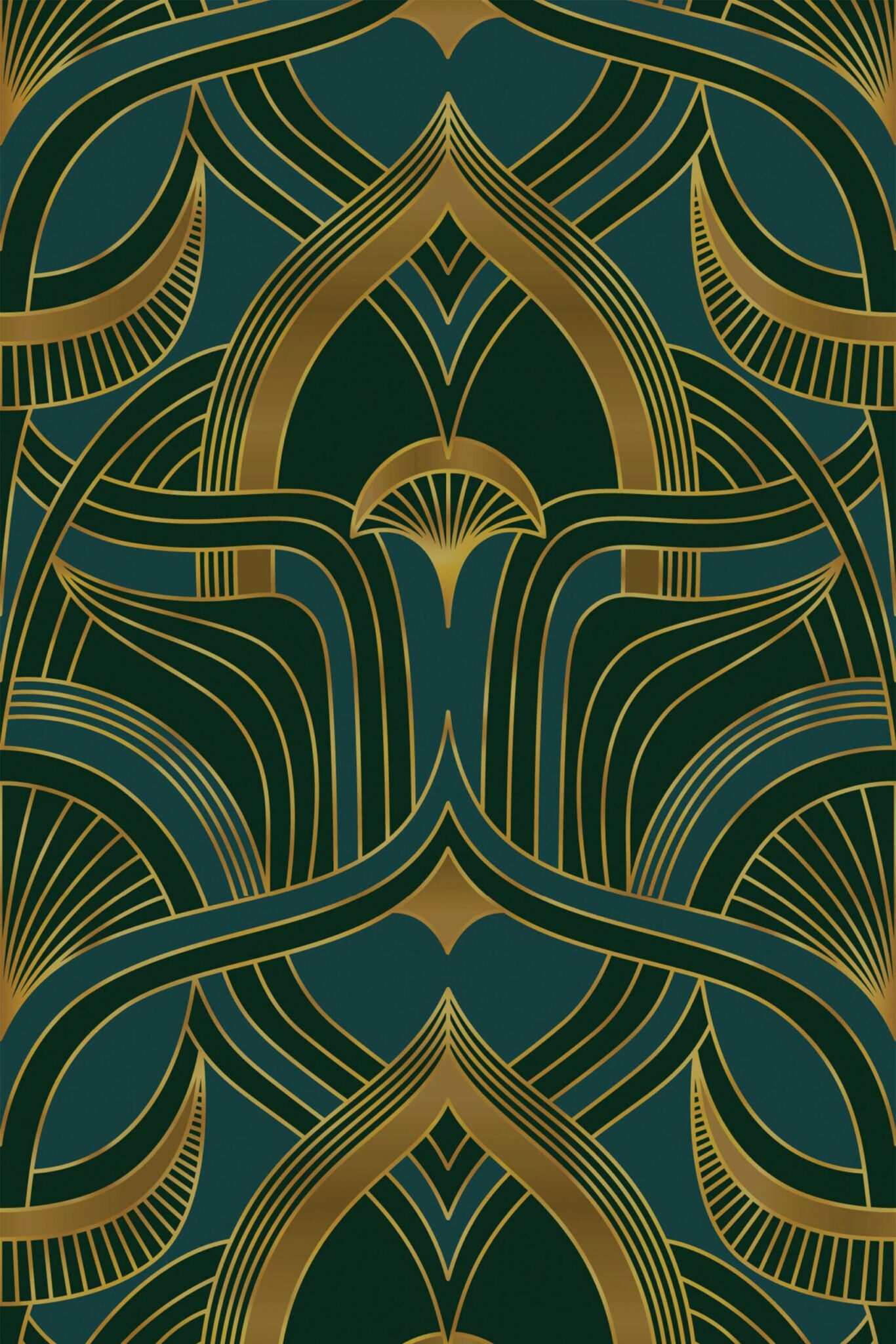 Rich Green Geometric Elegance Peel and Stick Wallpaper or Non-Pasted