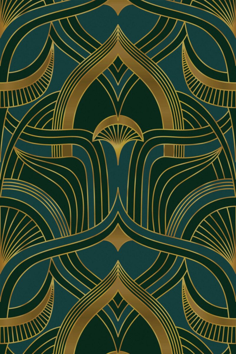 Rich Green Geometric Elegance Peel and Stick Wallpaper or Non-Pasted