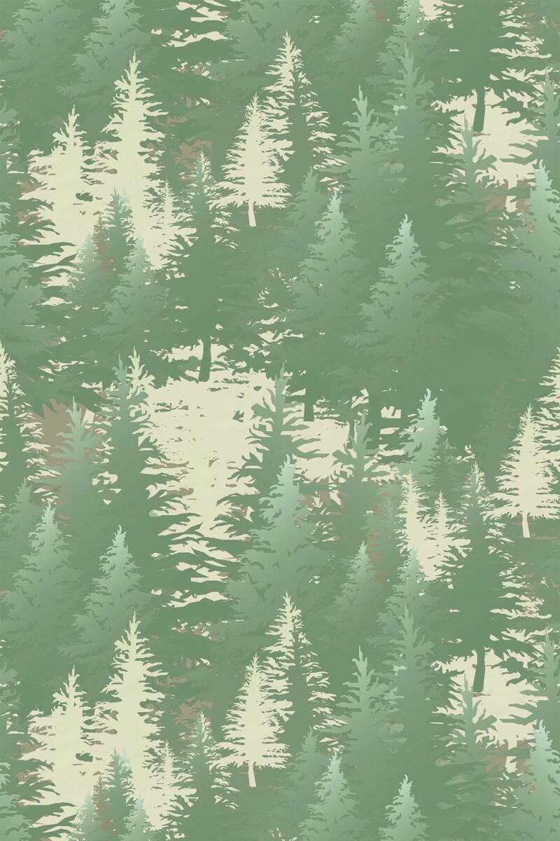 Sage Green Forest Peel and Stick Wallpaper or Non-Pasted