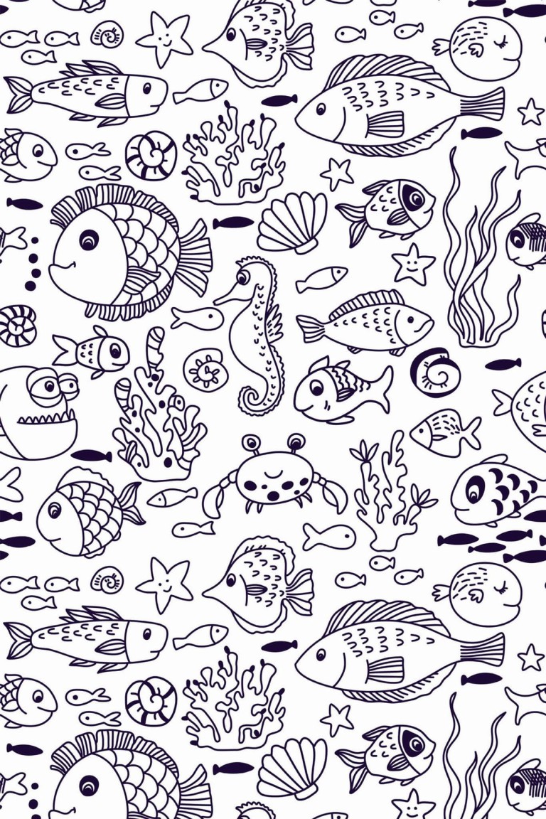 Navy blue fish Peel and Stick Wallpaper or Non-Pasted