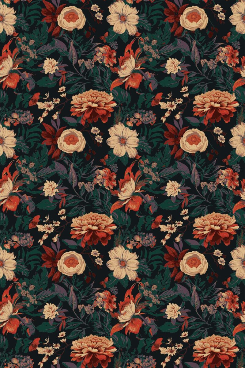 Classic Brown Bloom Peel and Stick Wallpaper or Non-Pasted