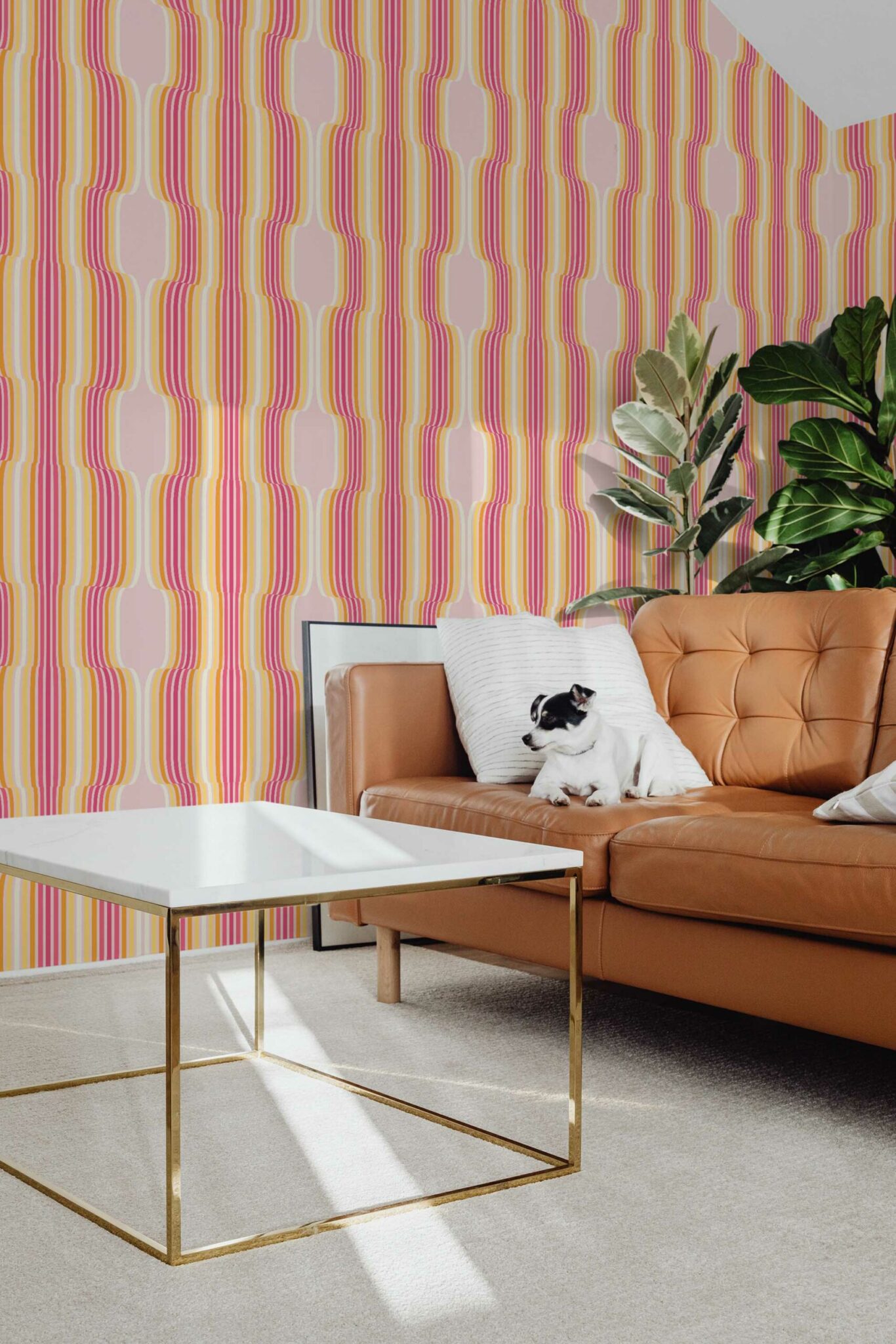 Pink Groovy Stripe Peel and Stick Wallpaper or Non-Pasted