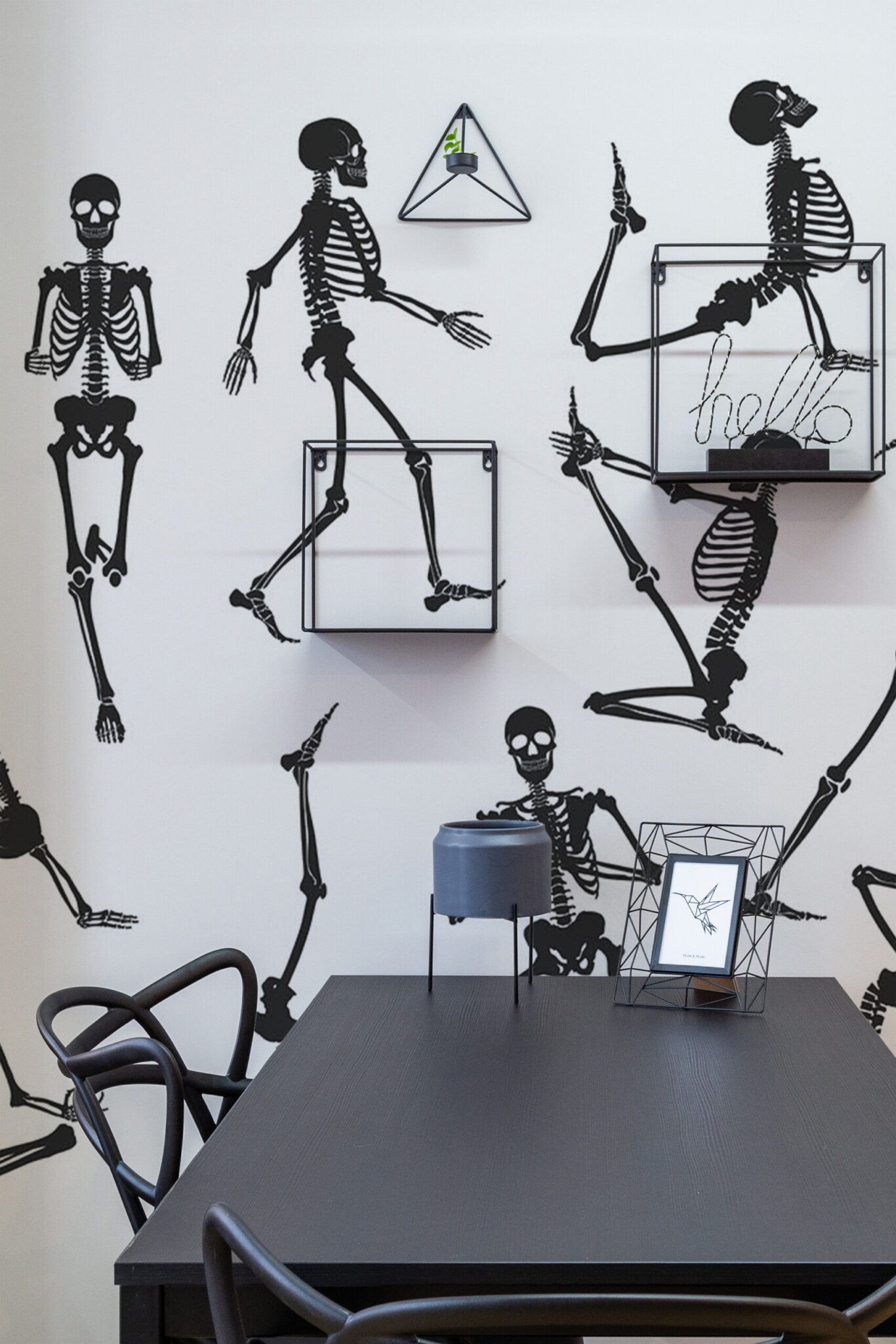 Skeleton Pose Peel and Stick Wall Mural or Non-Pasted