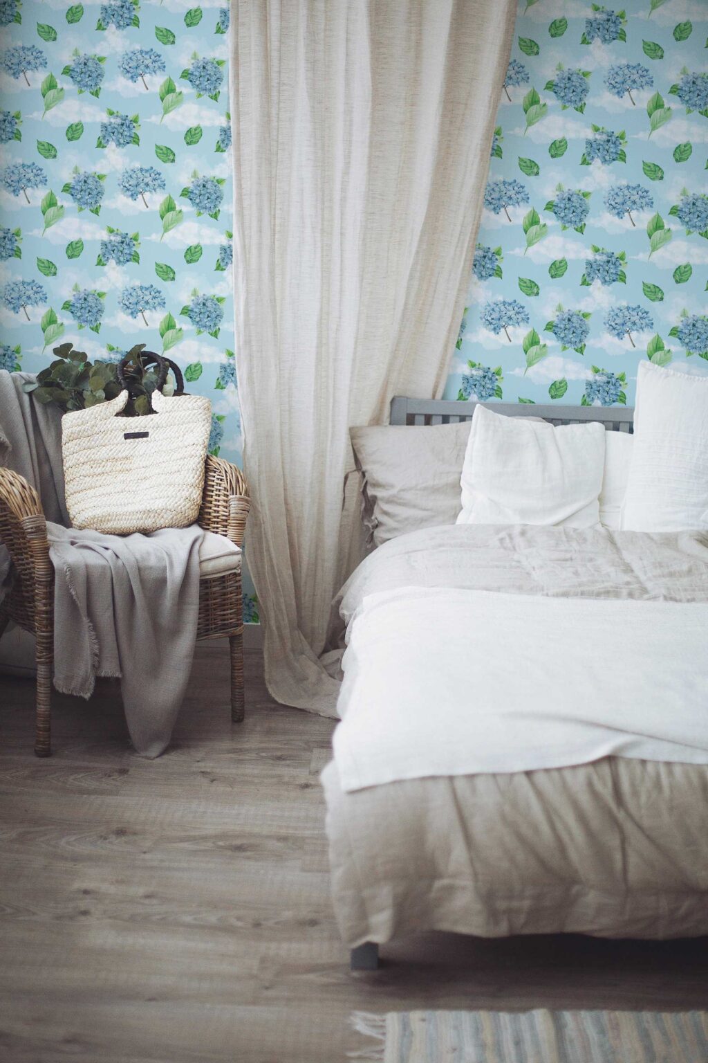 Blue Floral Dream Peel and Stick Wallpaper or Non-Pasted