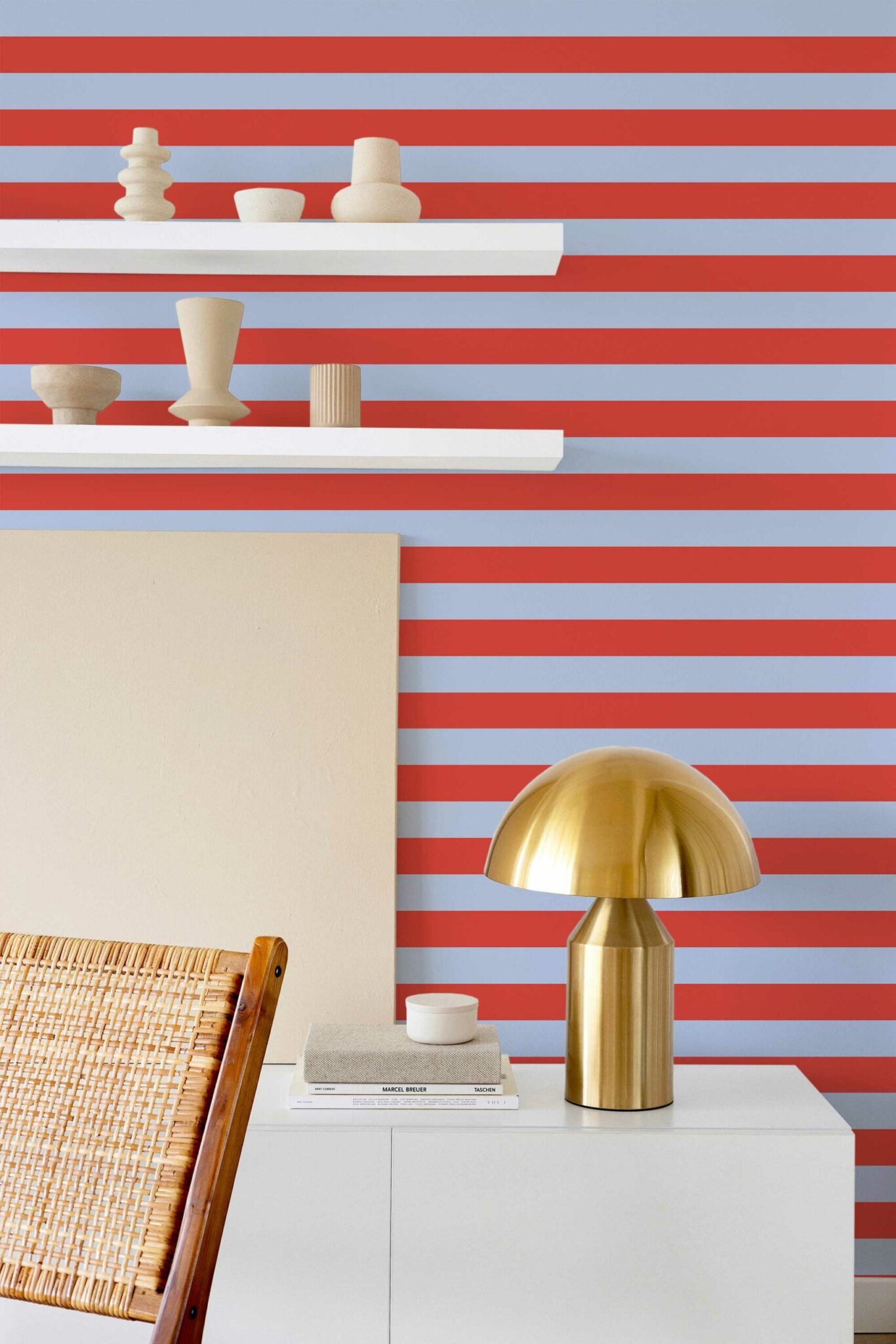 Ruby Ripple Stripes Peel and Stick Wallpaper or Non-Pasted