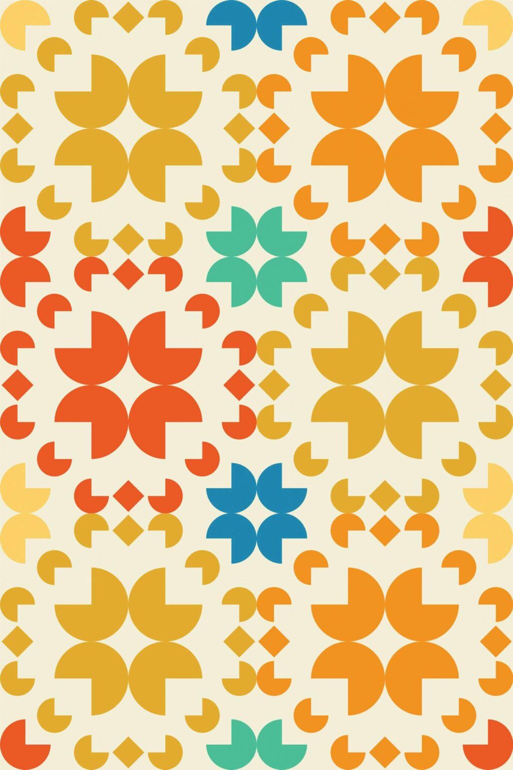 Sunshine Symphony in Retro Tiles Peel and Stick Wallpaper or Non-Pasted