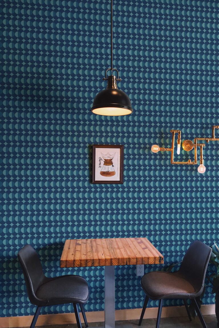 Retro Teal Flow Peel and Stick Wallpaper or Non-Pasted