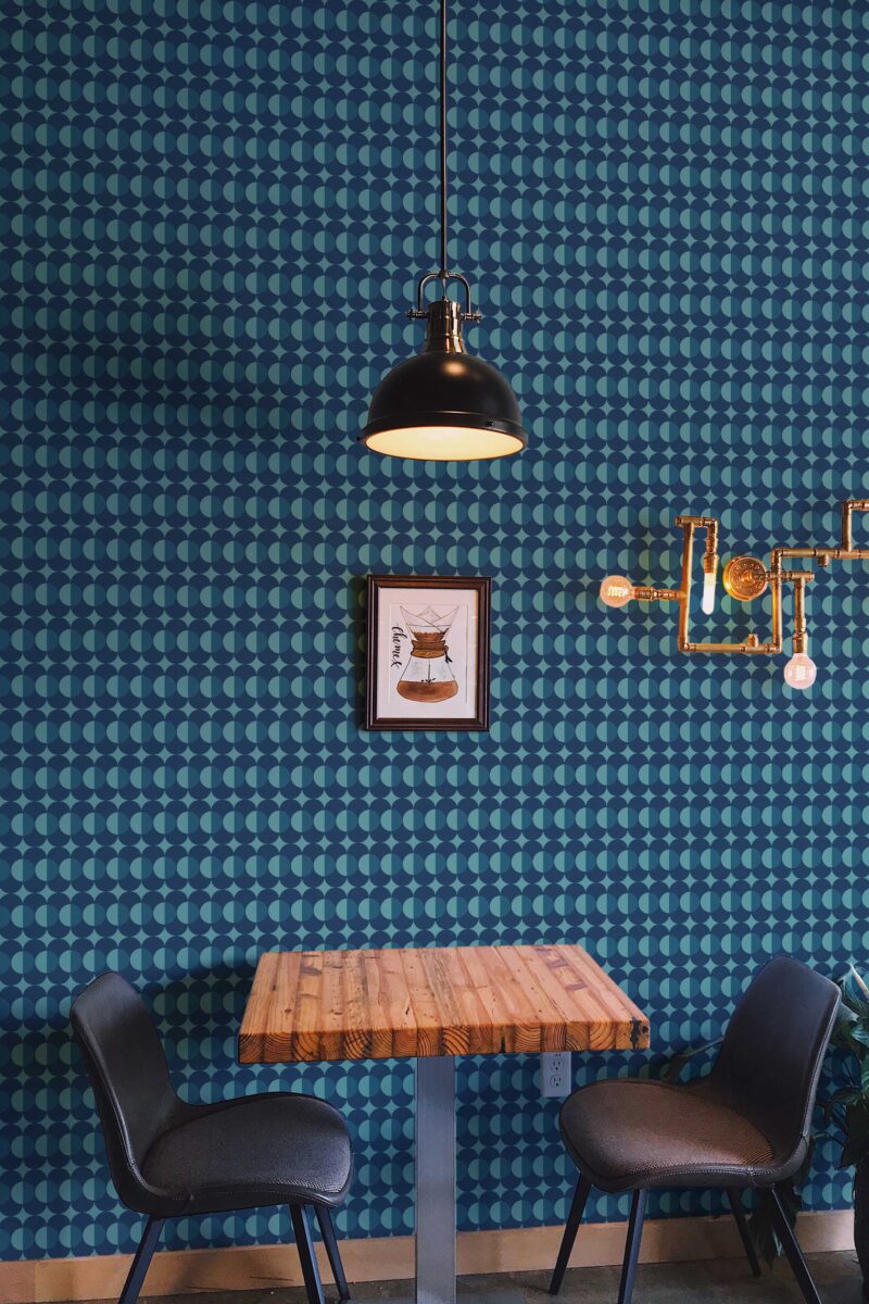 Retro Teal Flow Peel and Stick Wallpaper or Non-Pasted