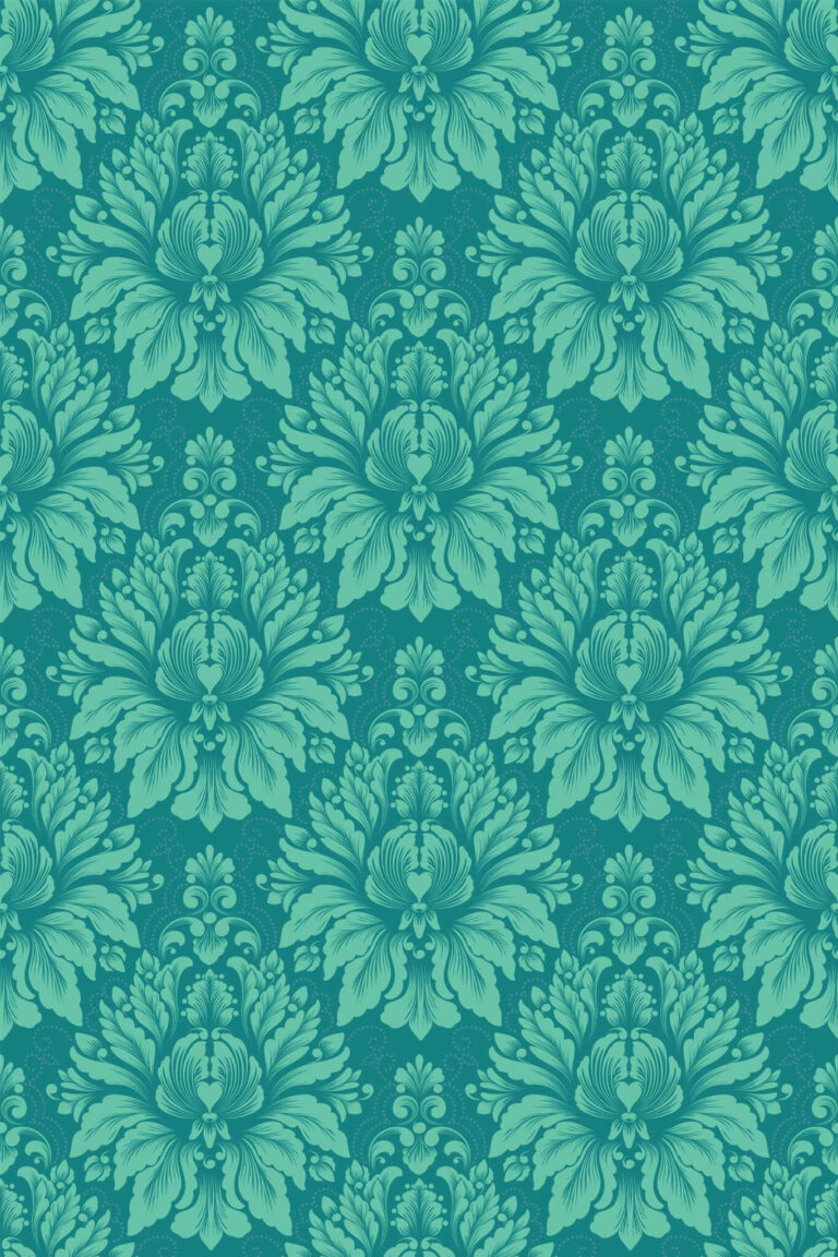 Turquoise Damask Harmony Peel and Stick Wallpaper or Non-Pasted