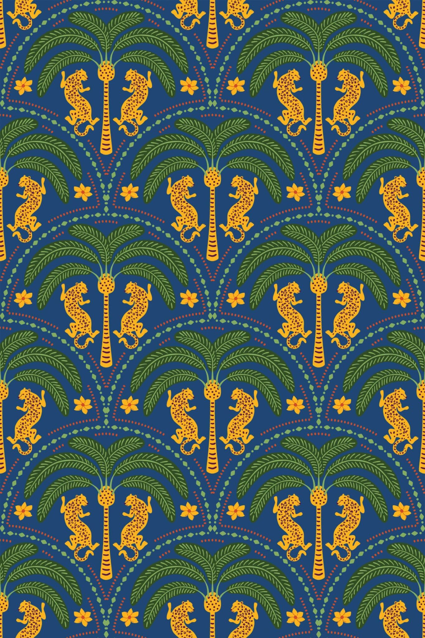 Blue Tropical Wildcat Peel and Stick Wallpaper or Non-Pasted