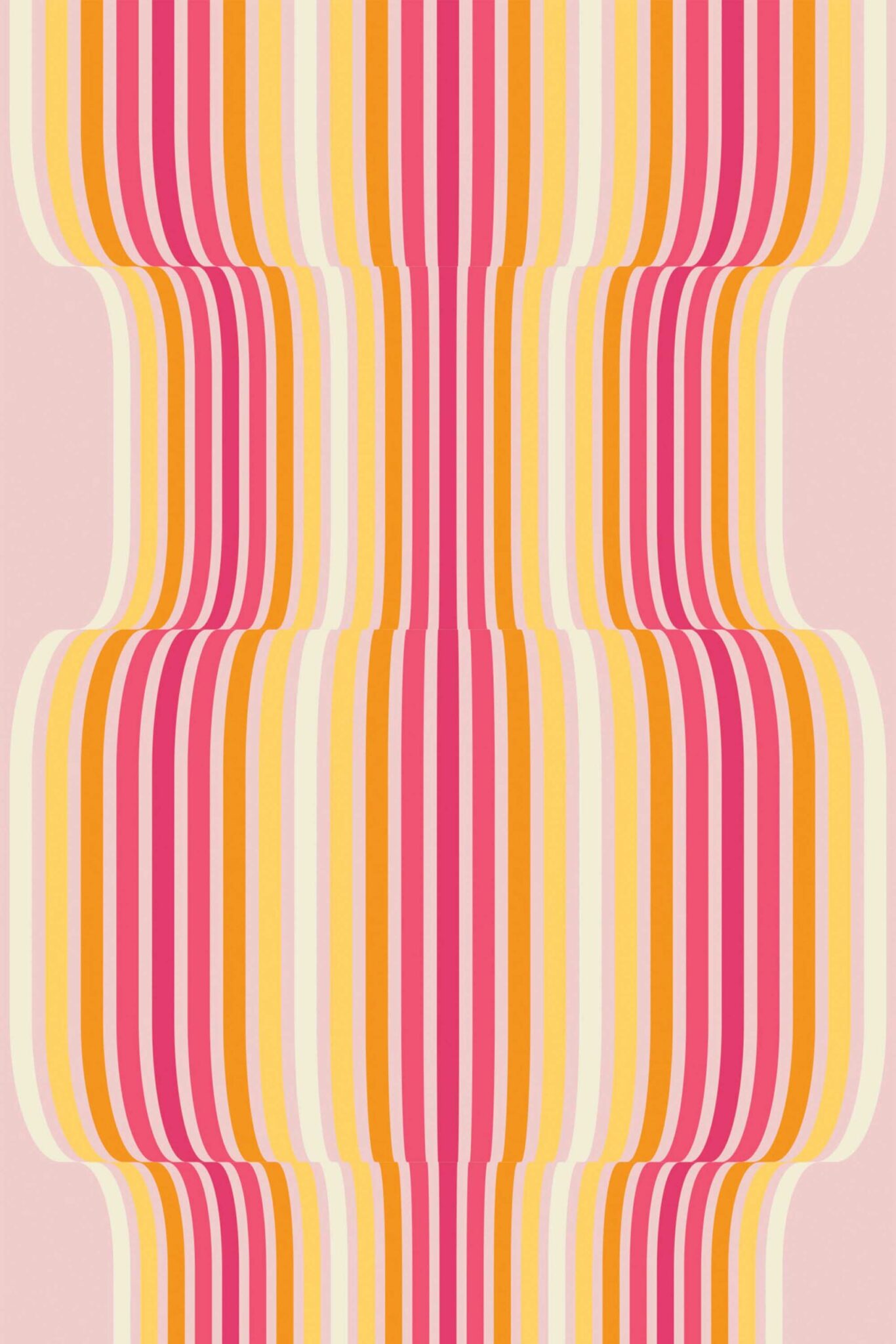 Pink Groovy Stripe Peel and Stick Wallpaper or Non-Pasted