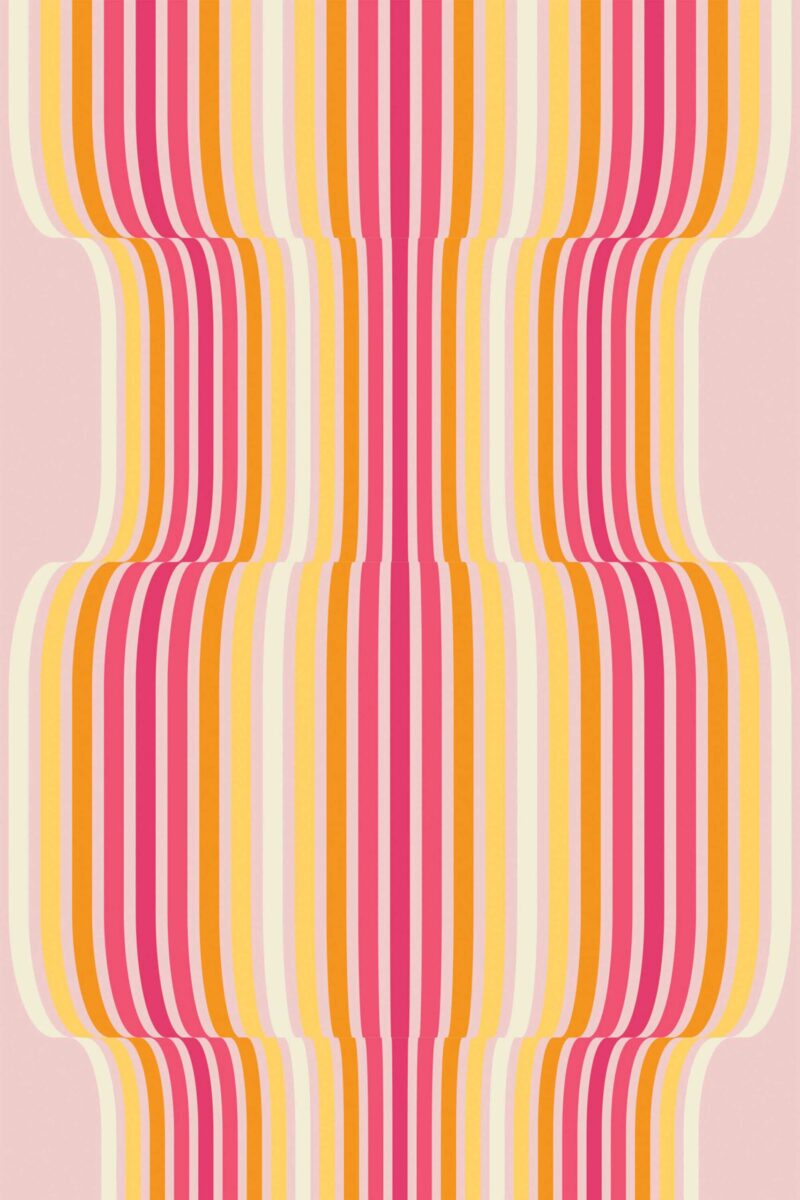 Pink Groovy Stripe Peel and Stick Wallpaper or Non-Pasted
