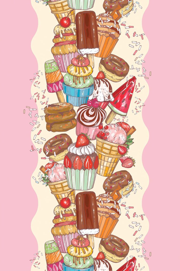Playful Pink Sweets Vibes Peel and Stick Wallpaper or Non-Pasted