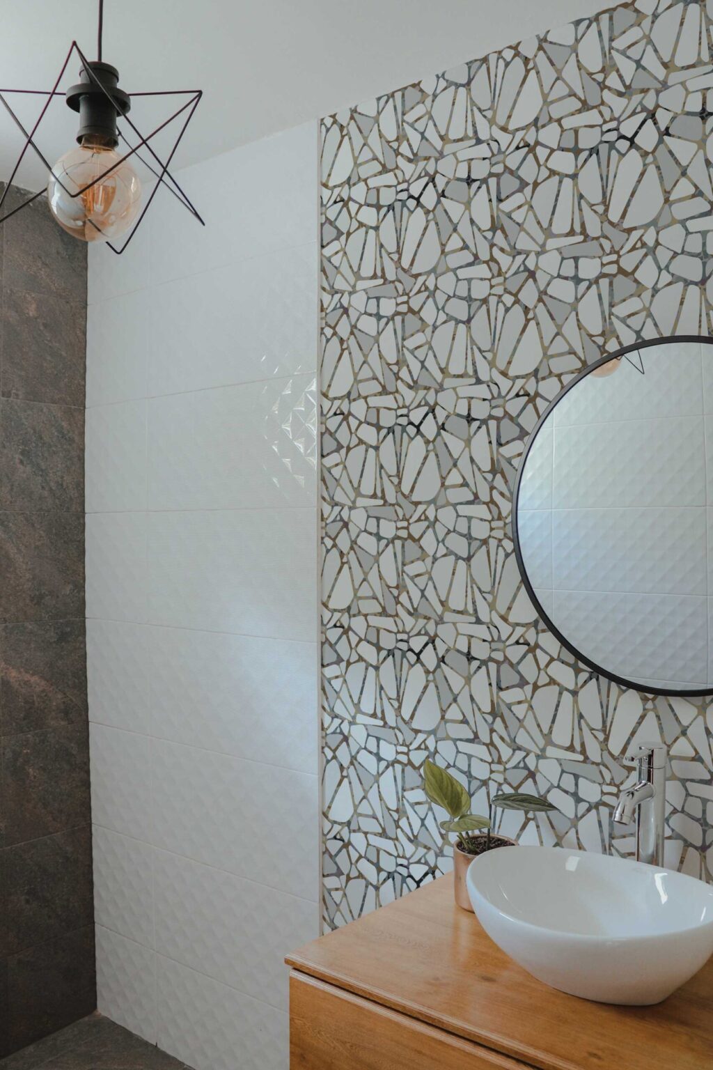Soft White Stone Tiles Peel and Stick Wallpaper or Non-Pasted