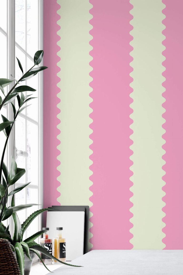 Pink Whimsy Waves Peel and Stick Wallpaper or Non-Pasted