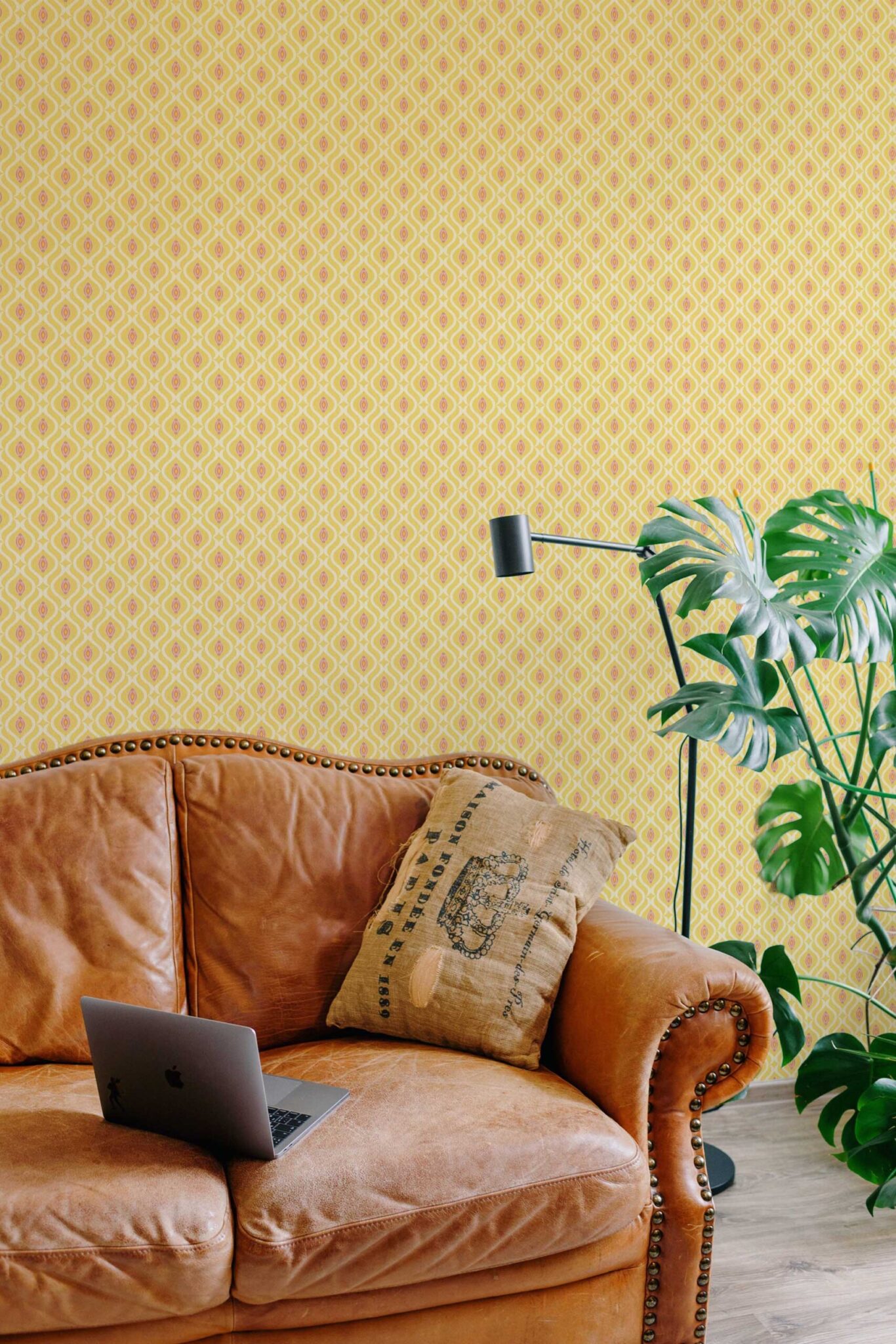 Yellow Retro Peel and Stick Wallpaper or Non-Pasted