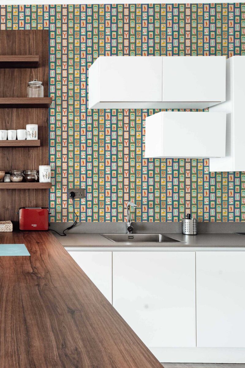 Mediterranean Kitchen Peel and Stick Wallpaper or Non-Pasted