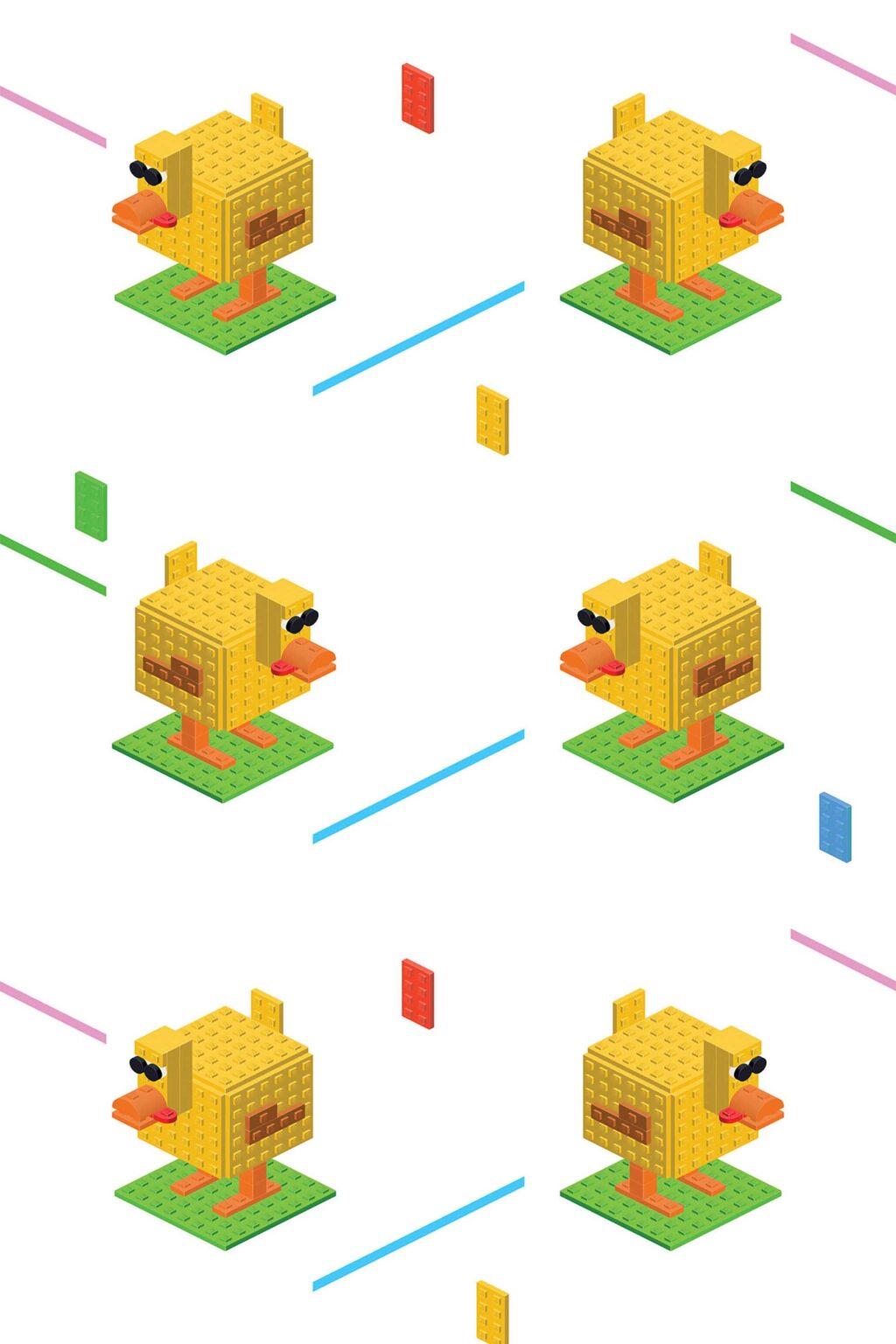 Pixel Ducks Peel and Stick Wallpaper or Non-Pasted
