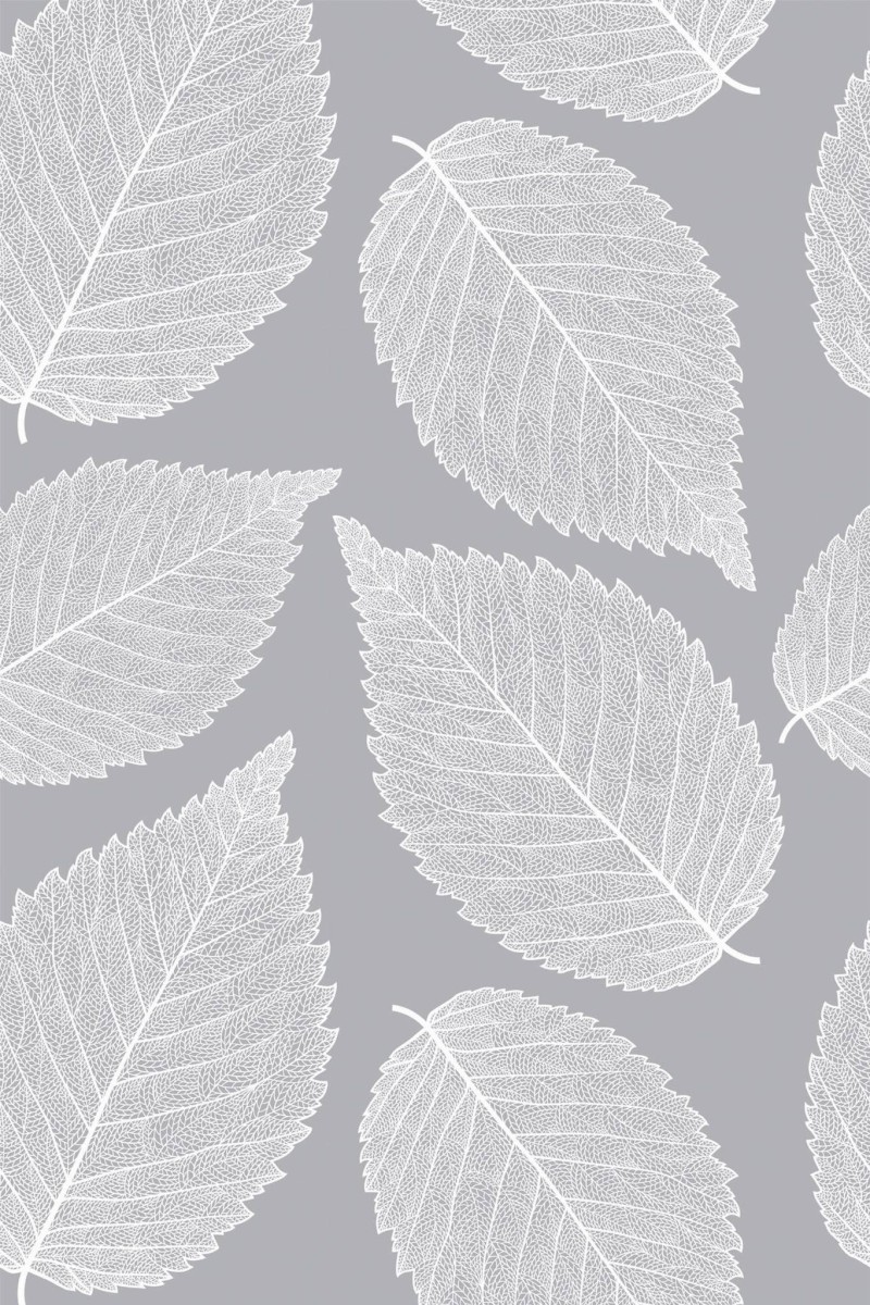 Gray leaf Peel and Stick Wallpaper or Non-Pasted