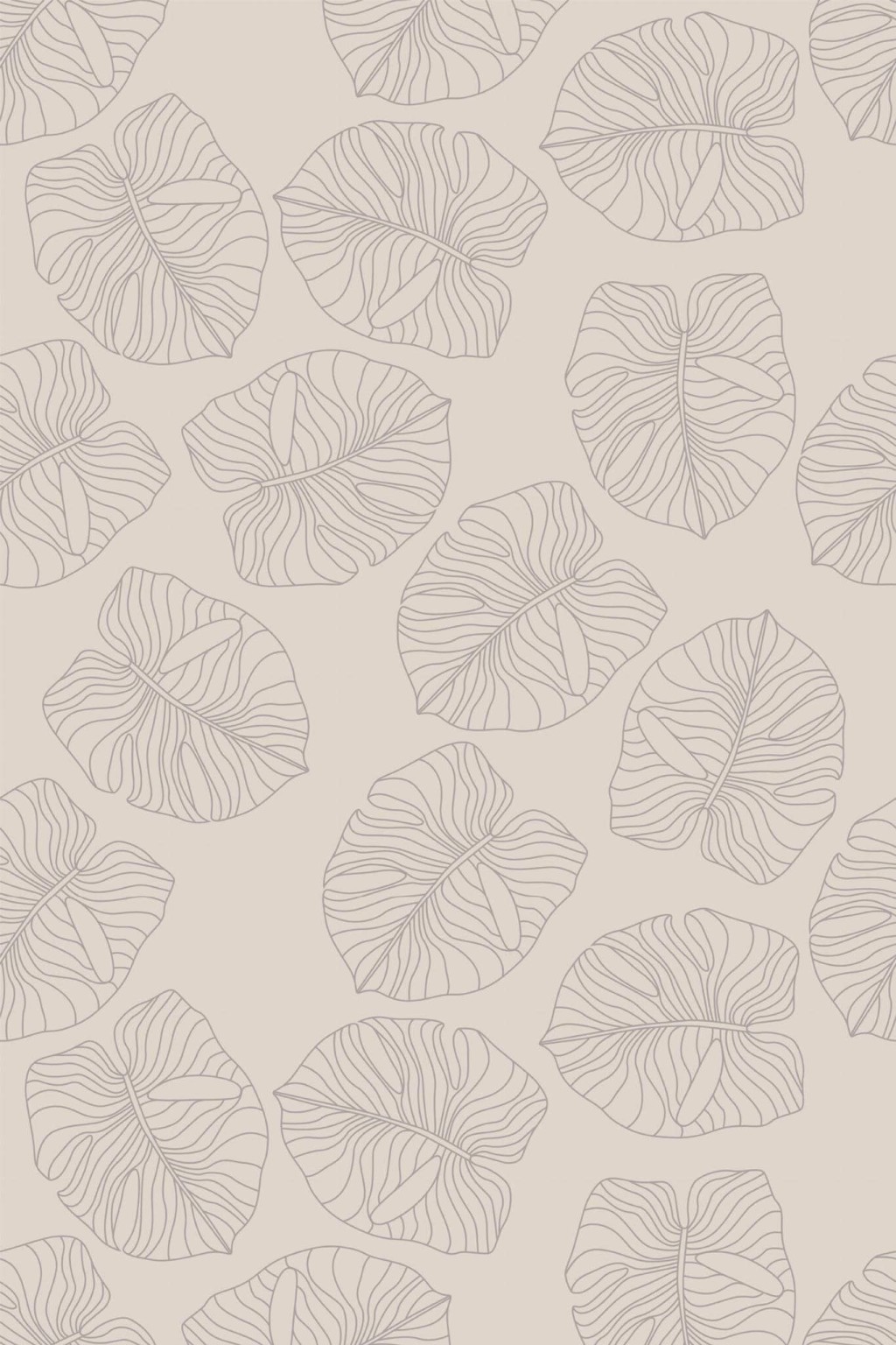 Neutral leaf Peel and Stick Wallpaper or Non-Pasted