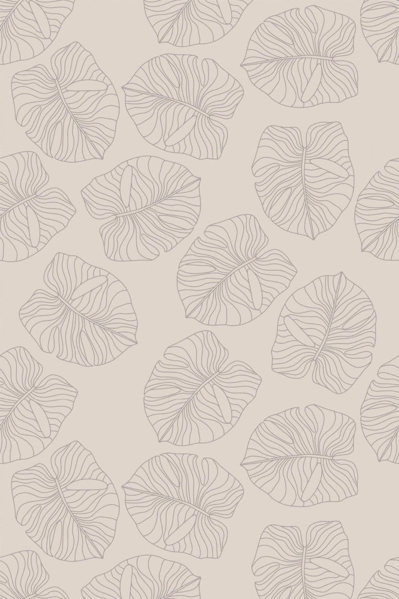 Neutral leaf Peel and Stick Wallpaper or Non-Pasted