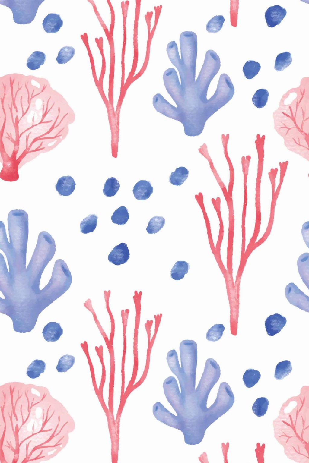 Pink and blue coral Peel and Stick Wallpaper or Non-Pasted