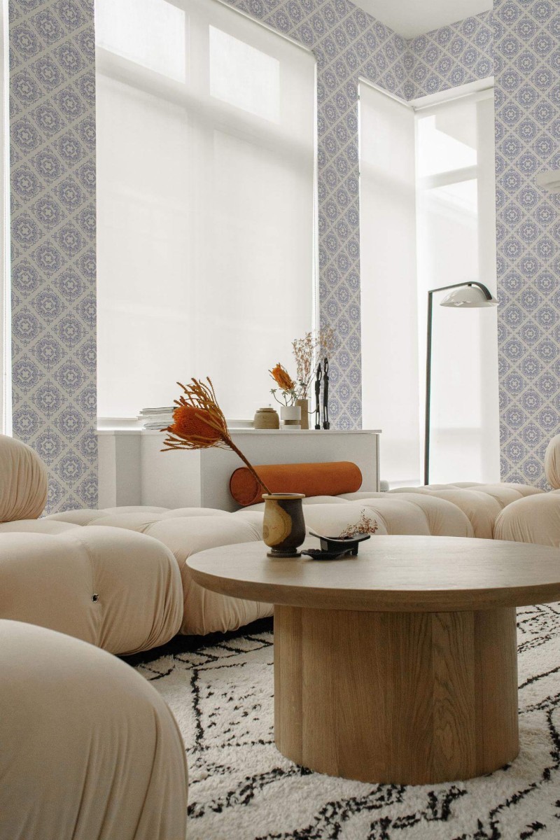Floral tile Peel and Stick Wallpaper or Non-Pasted