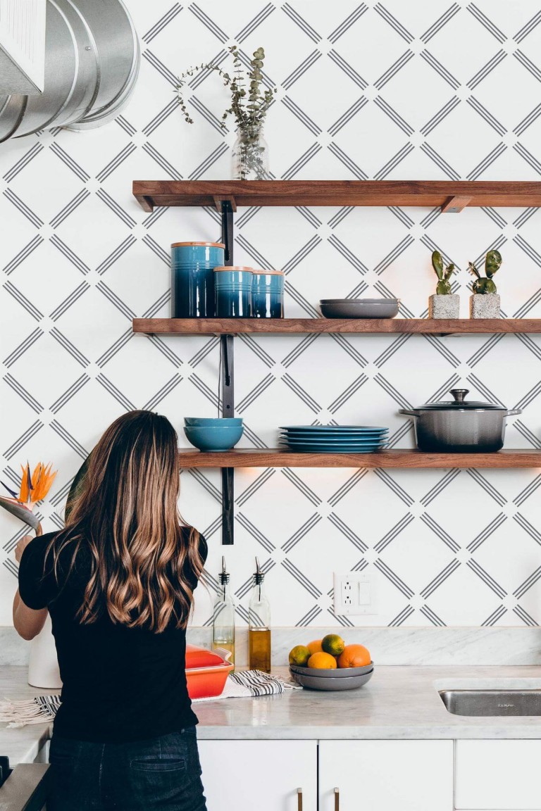 Minimalist tile Peel and Stick Wallpaper or Non-Pasted