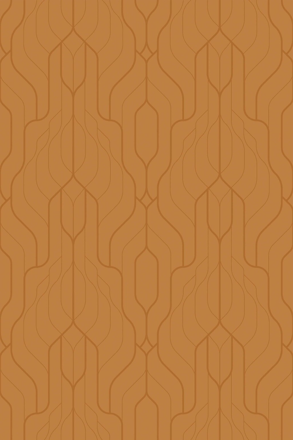 Copper Color Art Deco Peel and Stick Wallpaper or Non-Pasted